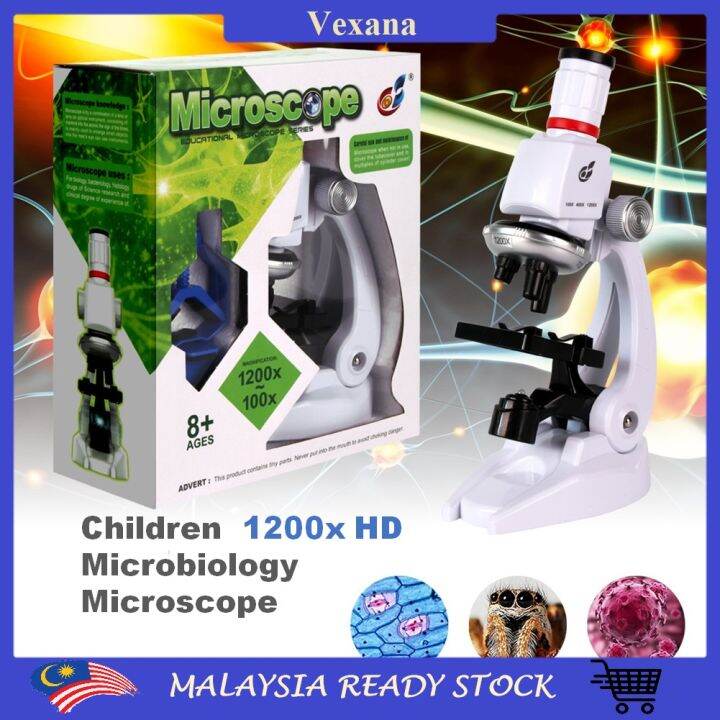 Children Microscope LED 100x 400x 1200x Magnification Kids Science ...