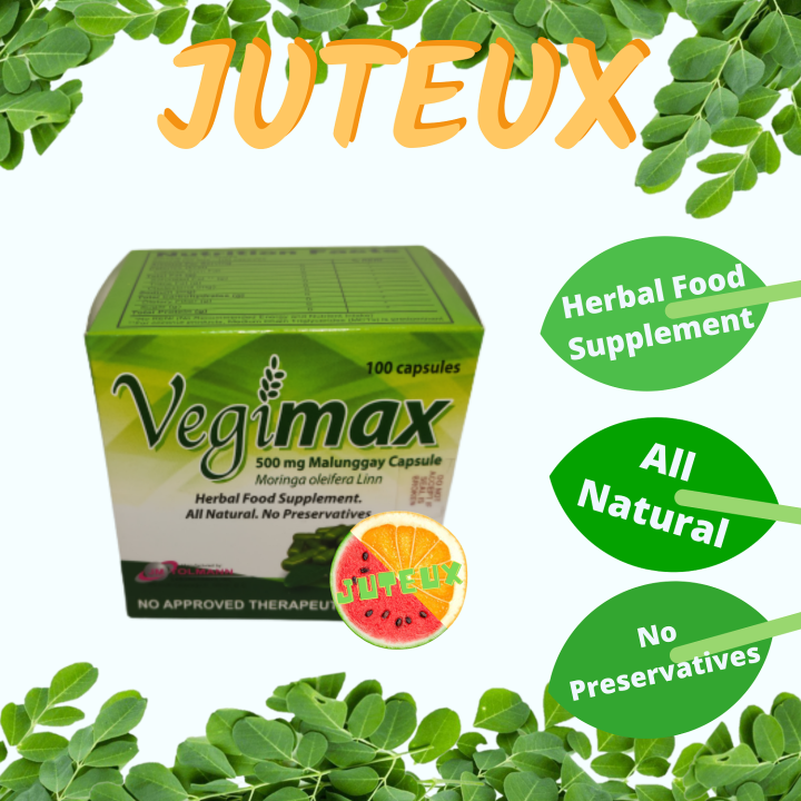 Moringa oleifera Linn, Vegimax Malunggay Capsule, 100 capsules, 500 mg ...