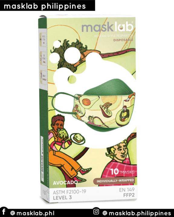 masklab : AVOCADO ( KAT J, WEISS ) : KF RESPIRATOR 2.0 (BOX OF 10, INDIVIDUALLY-WRAPPED) | Lazada PH
