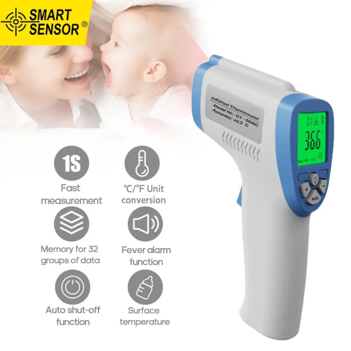 SMART SENSOR Non-contact Handheld IR Infrared Ther-mometer Forehead ...