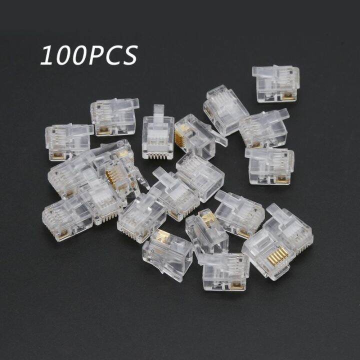 100pcs RJ12 6P6C Modular Cable Head Telephone Connectors Crystal Plugs | Lazada PH
