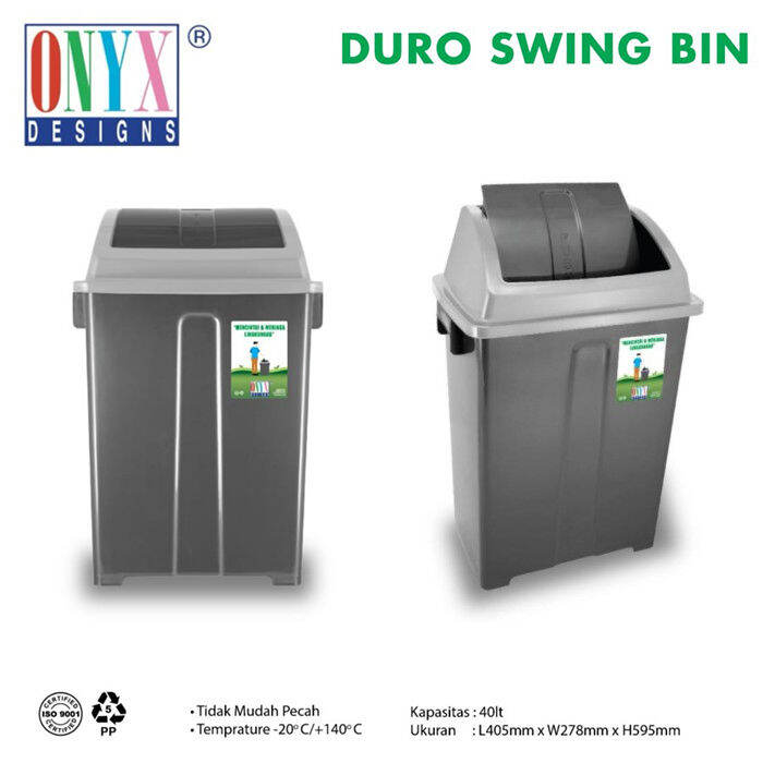 Tempat Sampah Onyx D 0008 Tempat Sampah Tutup Tong Keranjang Kapasitas 40 Liter Swing Bin Onyx ...
