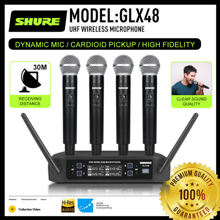 (WARRANTY) Wireless Microphone SHURE GLX48 original 4 channel mic High ...