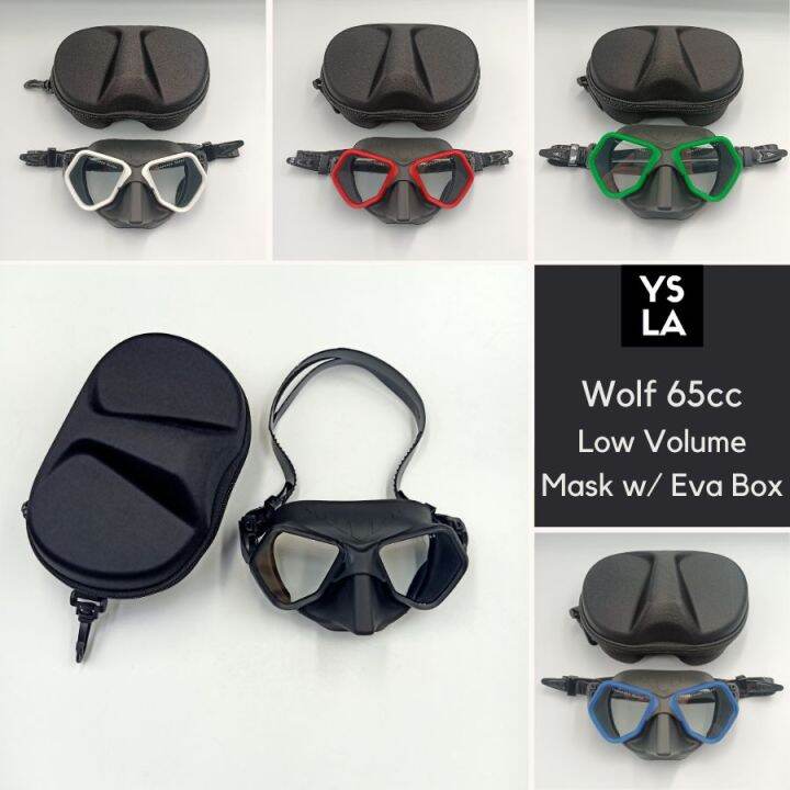 Wolf 65cc Ultra Low Volume Mask Tempered Glass Freedive Mask with Eva ...