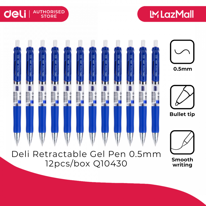 Deli Q10430 Retractable Gel Pen 0.5mm 12pcs/box 79Q10430P12 | Lazada PH