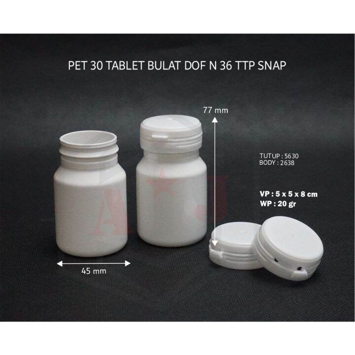Botol 30 Tablet Bulat Snap/ Botol Obat bulat snap/ Botol Obat 60 Ml/Yk ...