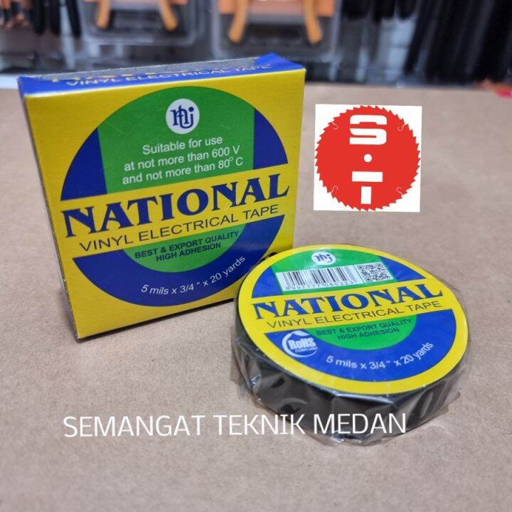 INSULATING TAPE ISOLASI SOLATIP SELTIP LISTRIK HITAM NATIONAL 18 METER ...