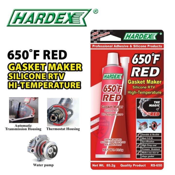 HARDEX RS-650 650°F Red Gasket Maker Silicone RTV High Temperature 85 ...