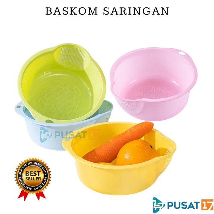 PUSAT17 BASKOM CUCI BERAS BUAH SAYURAN / BASKOM SERBAGUNA WADAH PENCUCI BERAS / KERANJANG TEMPAT ...