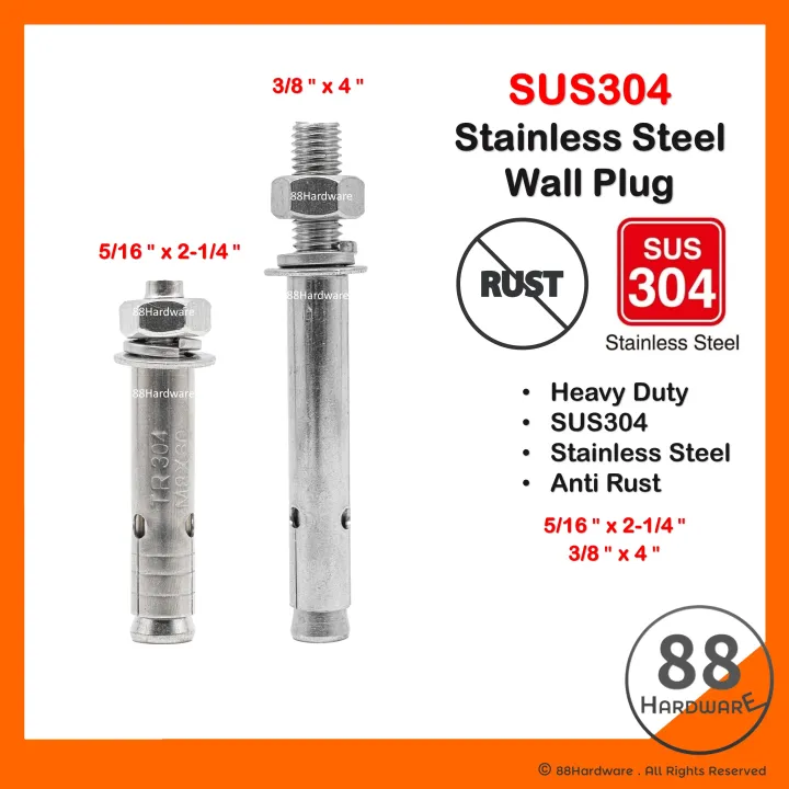 SUS304 stainless steel wall plug / wall plug besi / 12mm wall plug ...