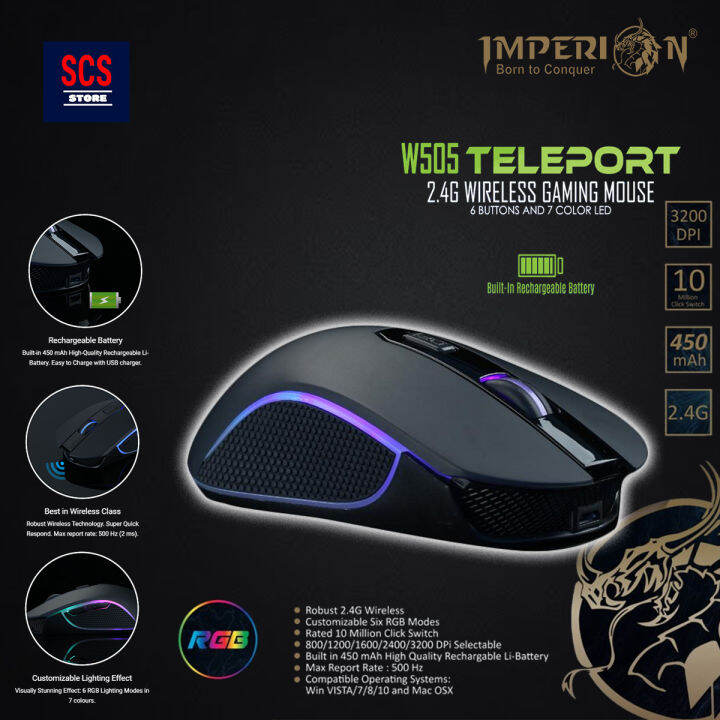 Imperion W505 Teleport Wireless RGB Gaming Mouse | Lazada
