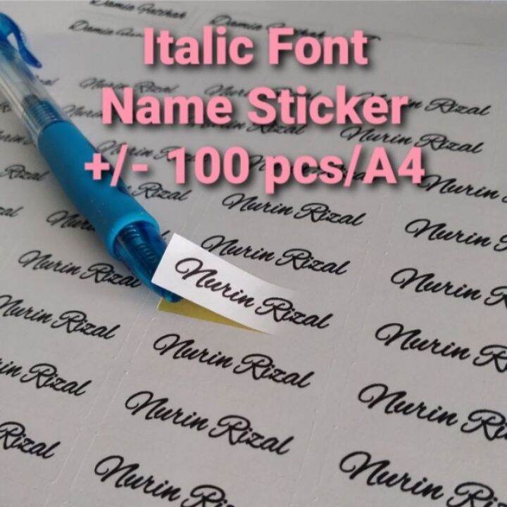 [Wenchuangguan]CUSTOM MADE /-100 pcs Italic Font Name Book Stickers for ...