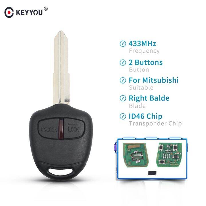 Keyyou 2 Buttons Remote Control Key Fob 433mhz With Id46 Chip For ...