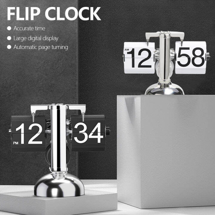 BUY IN COINS Automatic Flip Clock Small Scale Table Clock Retro Flip Clock Stainless Steel Flip ...
