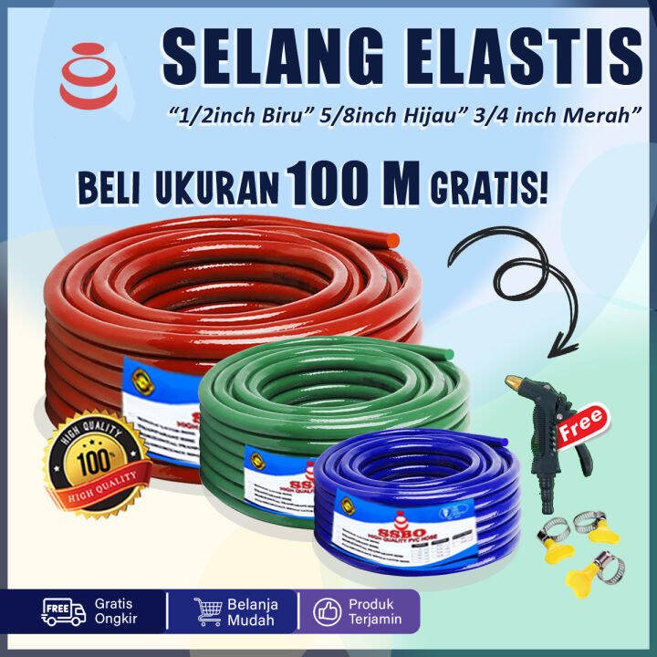 SELANG AIR ELASTIS DOP 1 ROL 100 METER 1/2 5/8 3/4 INCH SELANG TAMAN KEBUN ALAT CUCI MOTOR MOBIL ...