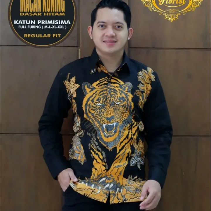 Kemeja Batik Exclusive Lengan Panjang Batik Pria Motif Macan Warna ...