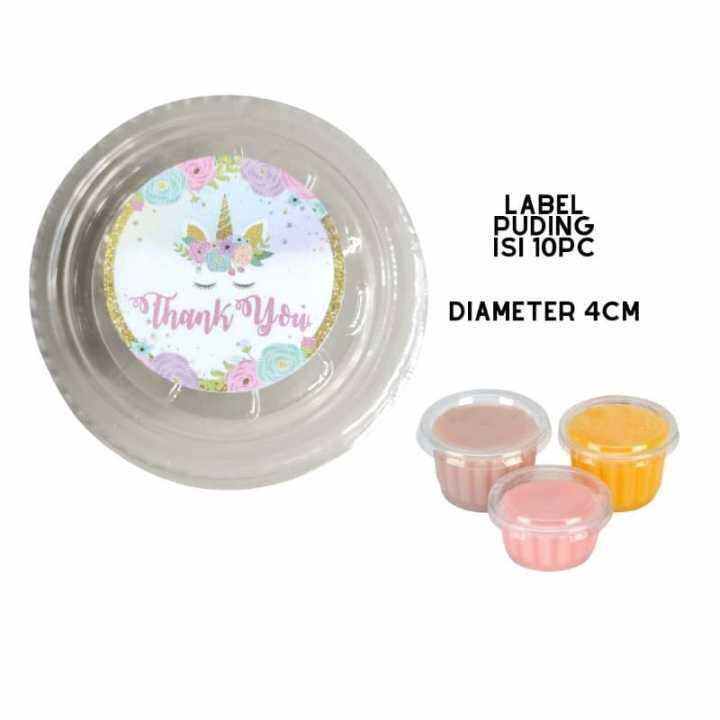 Label stiker puding unicorn label cup puding cup pudding label bento ...