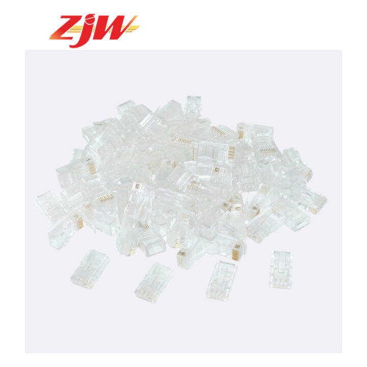 ZJW 100Pcs CAT5/CAT6 FTP RJ45 Pass Through RJ45 Connector Unshielded ...