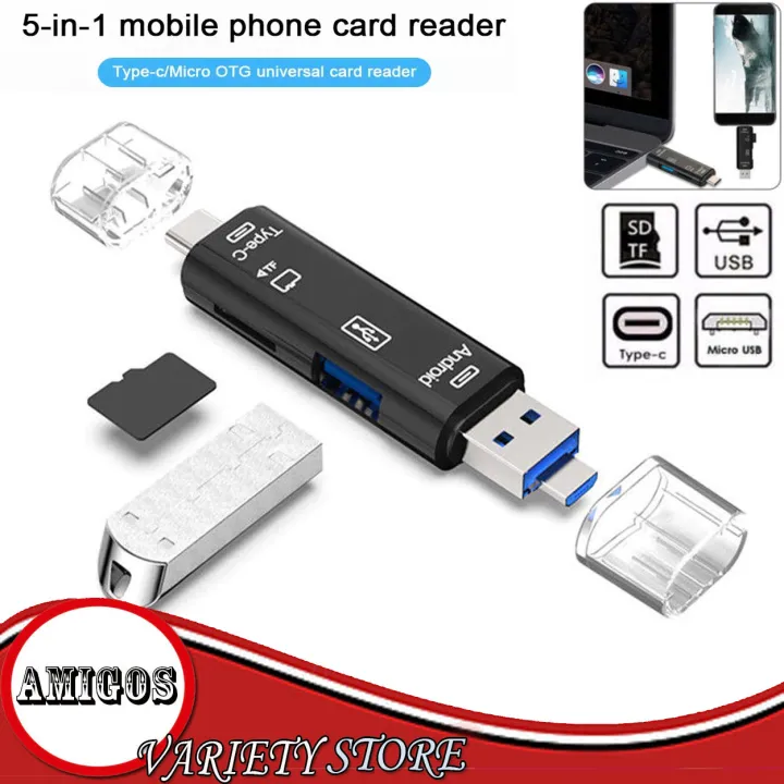 5 in 1 Multifunction Usb 2.0 Type C/Usb /Micro Usb/Tf Memory Card Reader OTG Card Reader Adapter ...