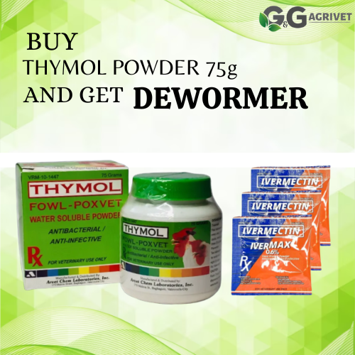 [G&G AGRIVET] THYMOL POWDER 75g / WATER SOLUBLE / ANTI BACTERIAL + 3 ...