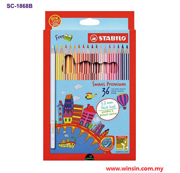 SCHWAN STABILO COLOUR PENCIL 36 colour PREMIUM - * SC-1868B * 3.8mm ...