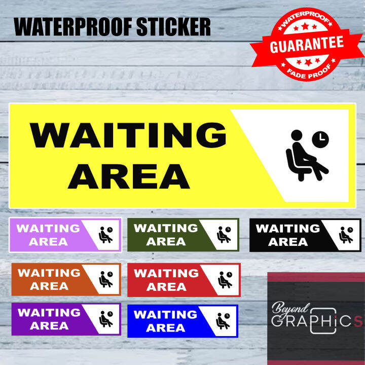 BG Waiting Area Sign Sticker I PVCI Sintra Board (5 x 2.5 inches) Non ...