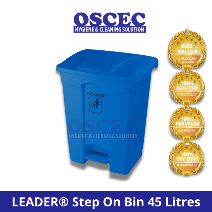 LEADER® Step On Bin 45L - Blue / Foot Pedal Bin / Rubbish Bin - Blue ...