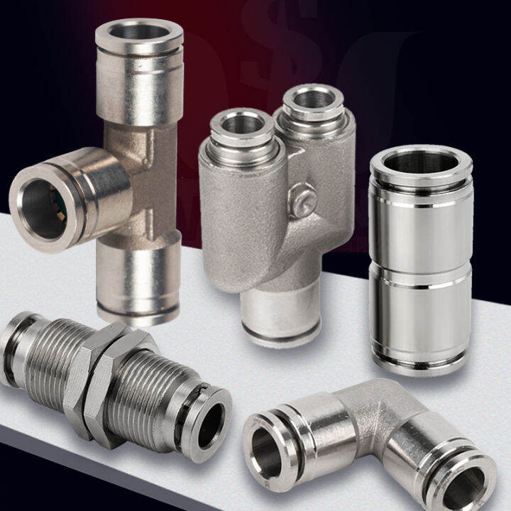 304 Stainless Steel Pneumatic Quick Connector Pneumatic Air Pipe Cross ...