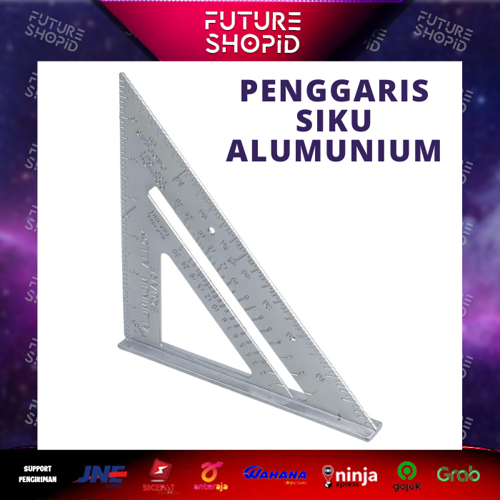 Penggaris Siku Mistar Triangle Ruler Aluminium Segitiga Bahan Besi ...