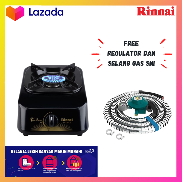 Rinnai RI-301S / RI 301S / RI301S Kompor Gas 1 Tungku + Selang dan ...
