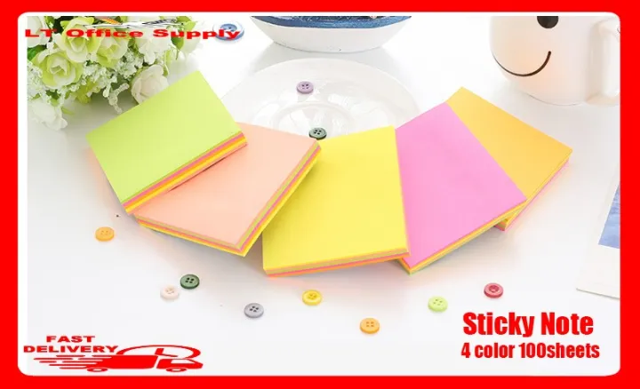 100 Sheets/Pad Sticky Note 4 Ordinary Color (DL6012C) | Lazada PH