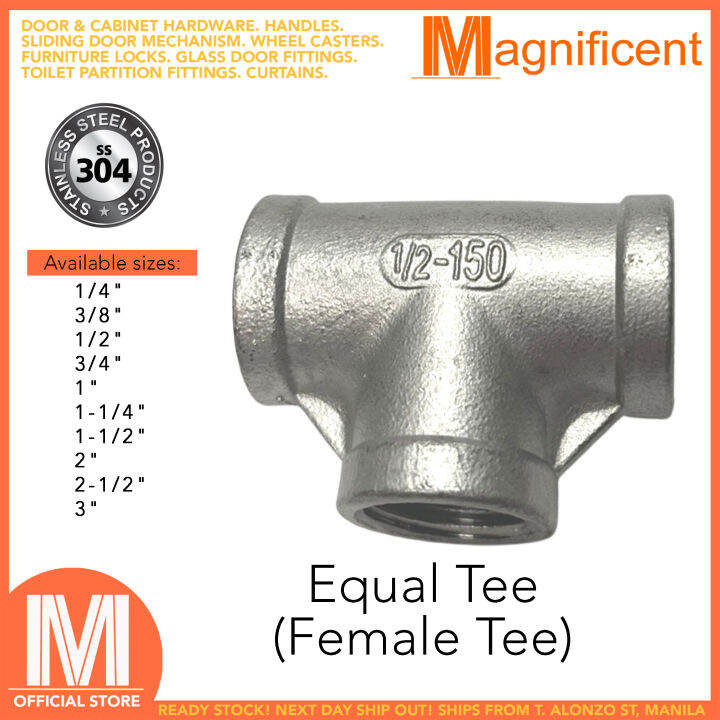 Leyo Stainless Steel 304 Equal Tee Pipe Fitting (1/4 up to 2 inches ...