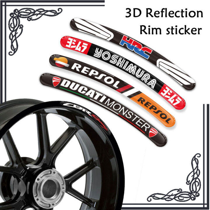 3d Gel Motorcycle Wheel Hub Sticker Decals Reflective Rim Stripe Tape