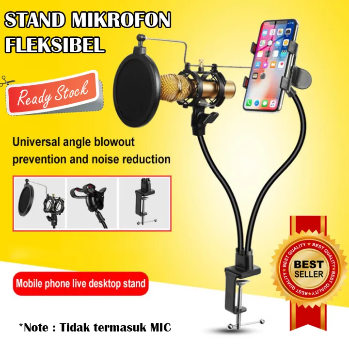 Fleksibel Stand Mikrofon dan Lazypod Smartphone Holder Universal NB-22 ...