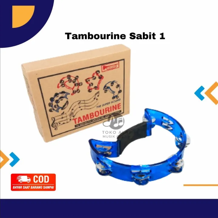 Alat Musik Tamborin Kecrek Single Warna Biru Tambourine Remaja Kecrekan Dangdut Ketipung Kasidah ...