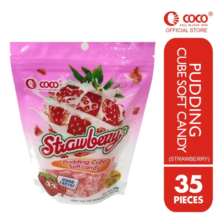 【Hot Sale】COCO soft candy Strawberry pudding cube 200 gram pack | Lazada PH