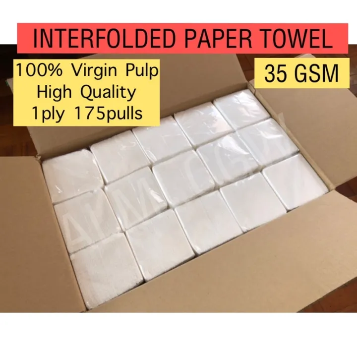 35 GSM: 175 pulls / Box (30 packs) Interfolded Tissue / Paper Towel 100 ...