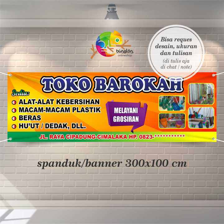 300x100 Spanduk Banner Toko Plastik, Toko Beras, Toko Alat Kebersihan ...