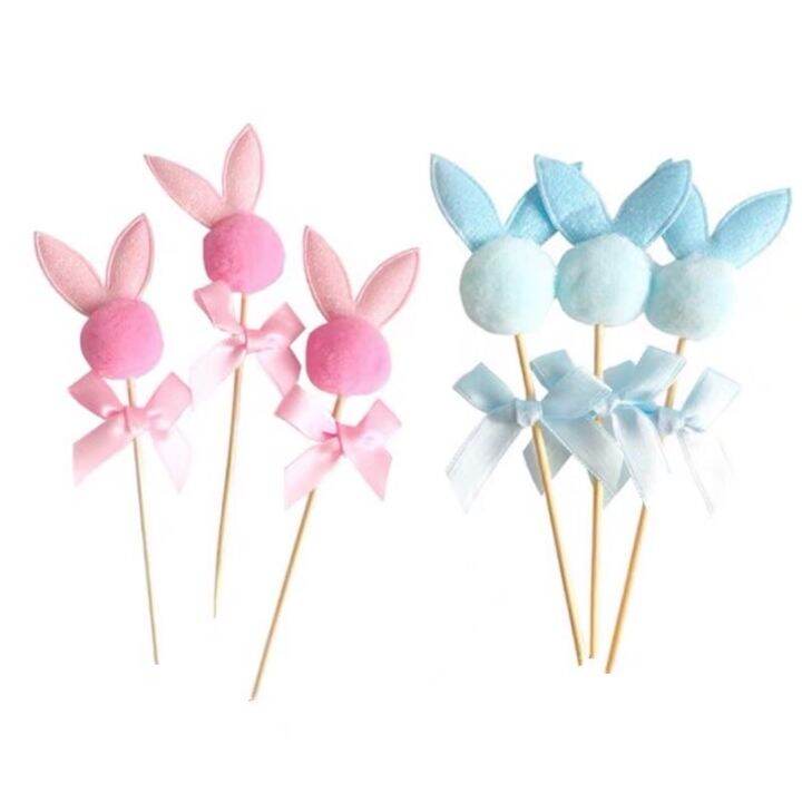 [ready stock] 3pcs 3D cake topper 3 pieces cuties Rabbit ribbon cake ...