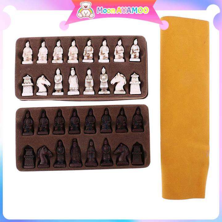 Moon AYAMOO Vintage Chess Folding Chess Board Chinese Terracotta Army ...