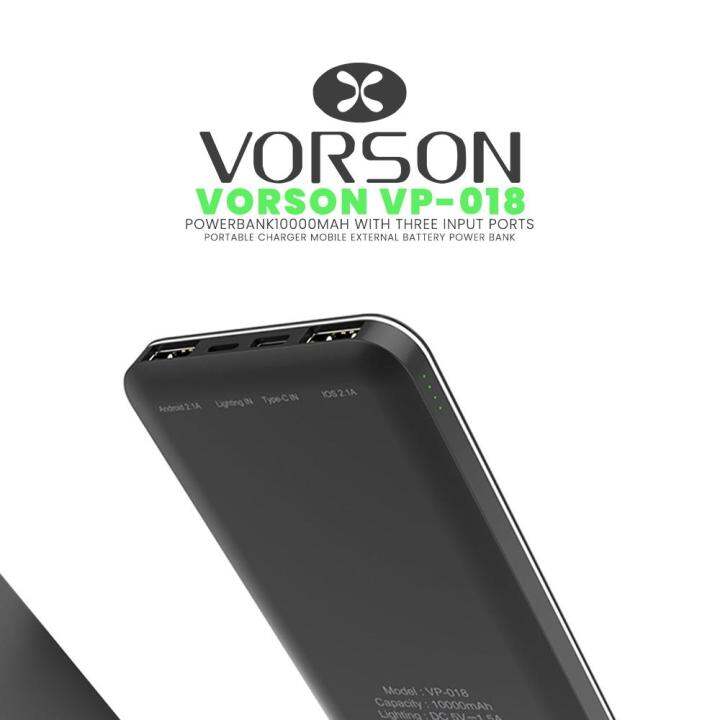 Vorson VP-018 Powerbank10000mAh with Three Input Ports Portable Charger Mobile External Battery ...