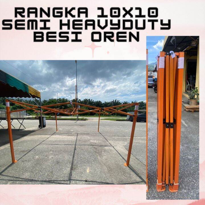 RANGKA KHEMAH 10X10 FT BESI OREN SEMI HEAVYDUTY | Lazada