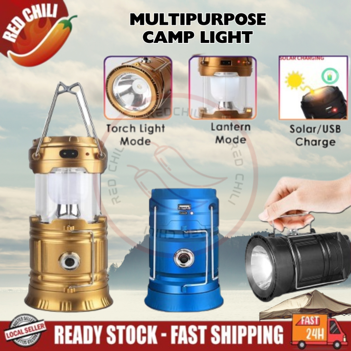 REDCHILI Camp Light Torch Light Hang Hold Soalr Charge USB Charge Tent ...
