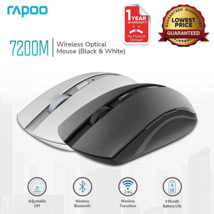 Rapoo 7200M Silent Bluetooth 3.0, 4.0 and 2.4G 10M Silent Multiple Mode ...
