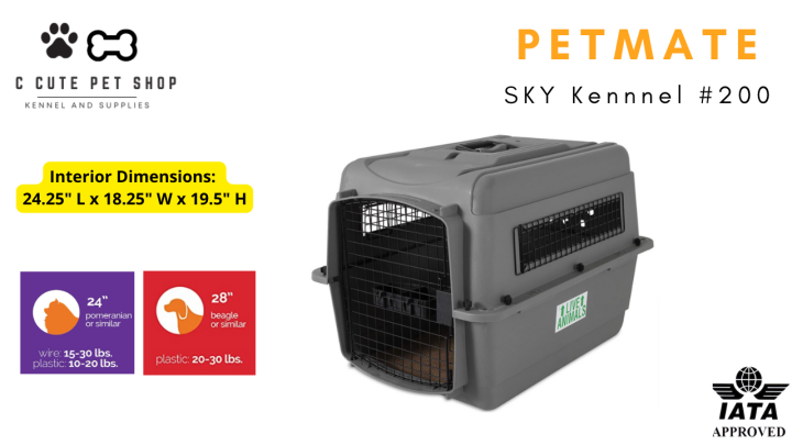 กรงใส่สุนัข สัตว์เลี้ยงสำหรับเดินทางขึ้นเครื่อง Petmate Sky Kennel#200 ...
