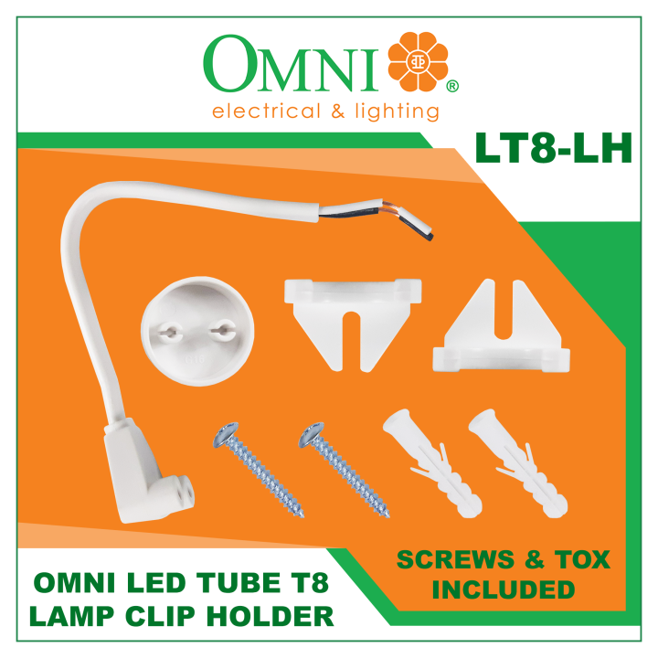 OMNI LED Tube T8 Lamp Holder Clip & Accessories LT8-LH Screws And Tox ...