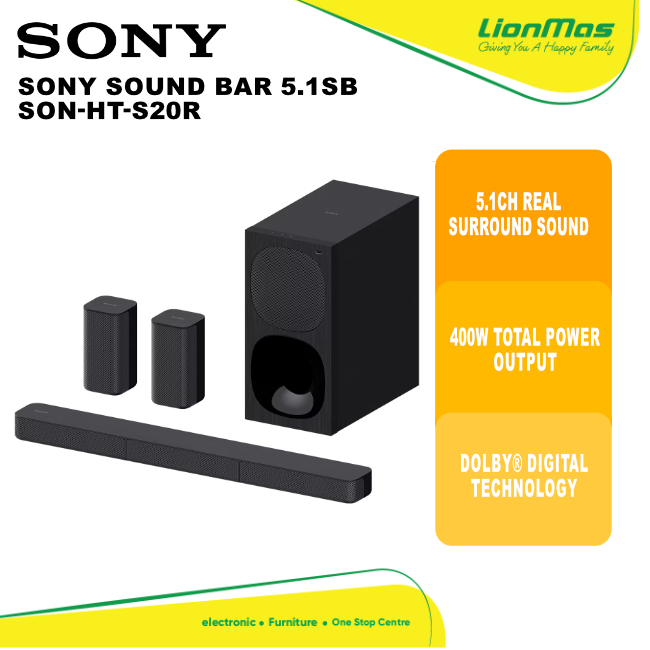 SONY 5.1CH REAL SURROUND SOUND BAR SON-HT-S20R | Lazada