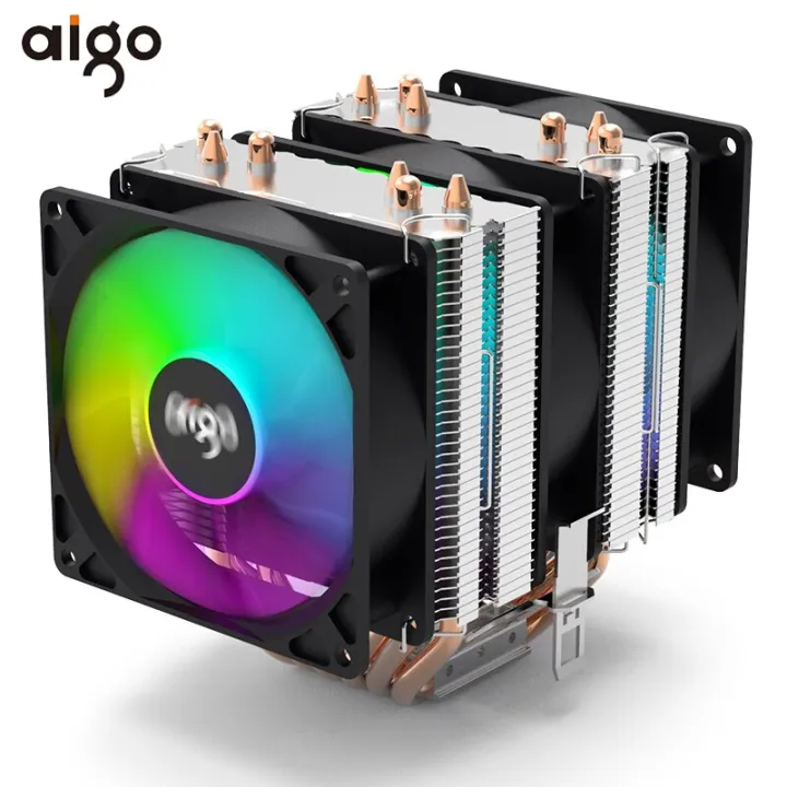 Aigo Gale RGB Cpu cooler Fan 90mm 4PIN PWM dual tower 6 heatpipes pc ...