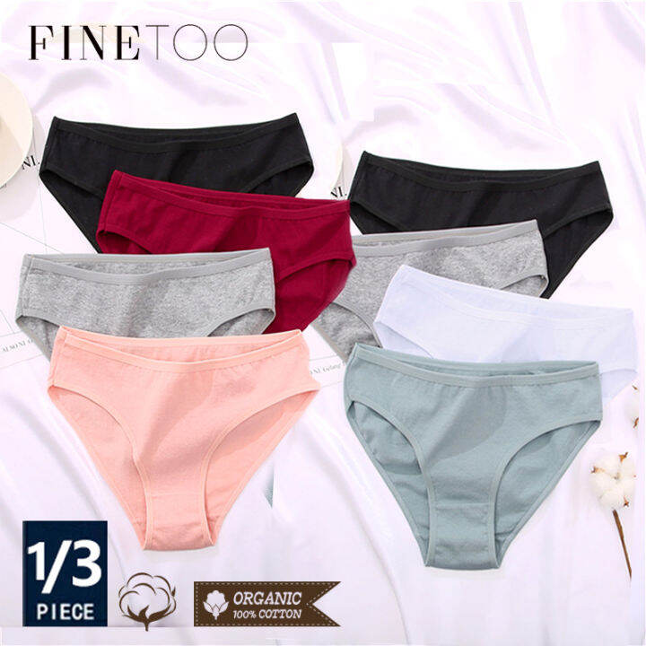 FINETOO 1/3ชิ้นกางเกงผ้าฝ้ายสำหรับผู้หญิงชุดชั้นในไร้รอยต่อสำหรับ ...