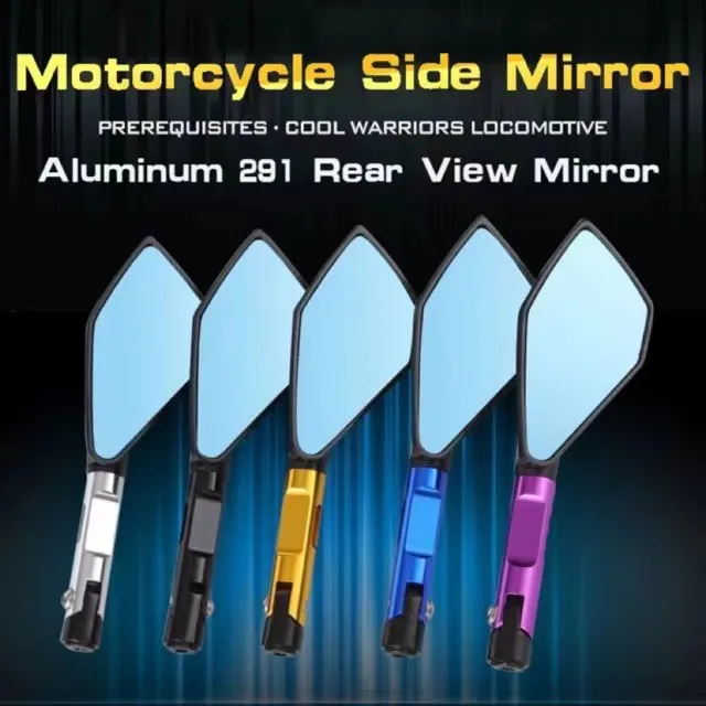 Aluminum CNC Motorcycle Rearview Mirrors Blue Glass Motorcycle Side ...